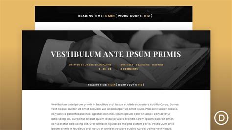 how to display post estimated reading time and word count in divi with readingtime js