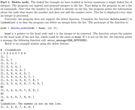 Solved Implement The Bolded Prototype Delete Node Function