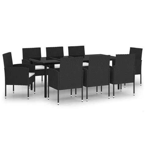 Buy Vidaxl 9 Piece Garden Dining Set Black Online In Uae Sharaf Dg