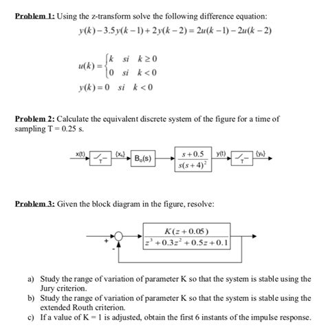 solved problem 1 using the z transform solve the following