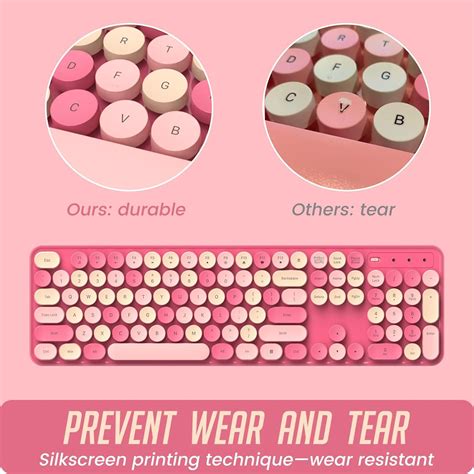 Lizrrot Wireless Keyboard And Mouse Silent Keyboard Mouse Combo Full Sized Colorful Typewriter