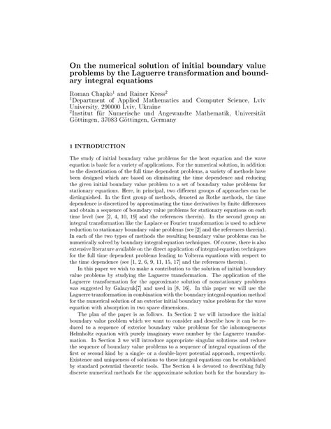 Pdf On The Numerical Solution Of Initial Boundary Value Problems By