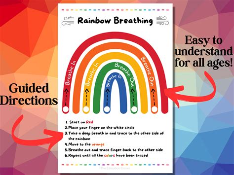 Rainbow Breathing Exercise Printable Calm Down Poster Anxiety