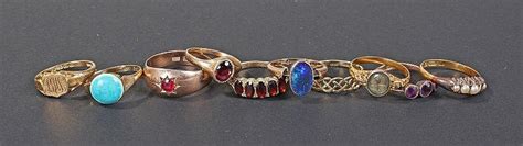 Sold Price Six 9 Carat Gold Rings Set With Various Stones To