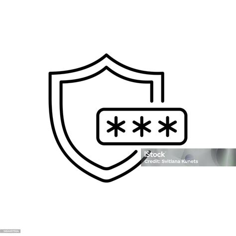 Password Line Icon Speech Bubble Access Shield Blocked Password Closed Code Cipher