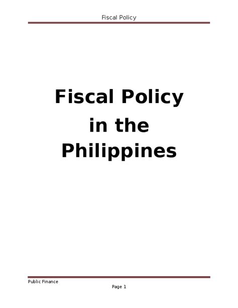 Doc Fiscal Policy In The Philippines