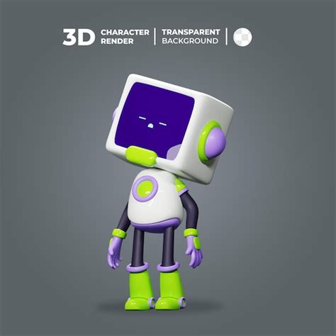 Premium Psd 3d Cute Cool Robot Sleepy
