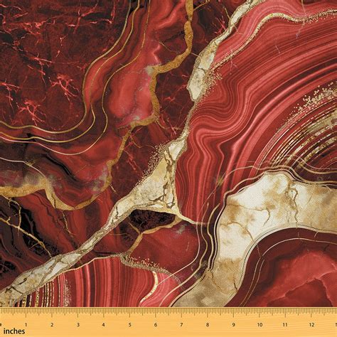 Yst Orange Marble Fabric By The Yard Gold Crack Upholstery Fabric