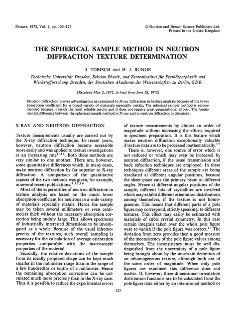 Pdf The Spherical Sample Method In Neutron Diffraction Texture Determination
