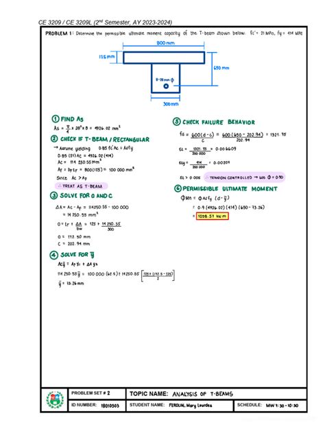 T Beam Ultimate Moment Capacity Analysis Pdf Structural Engineering