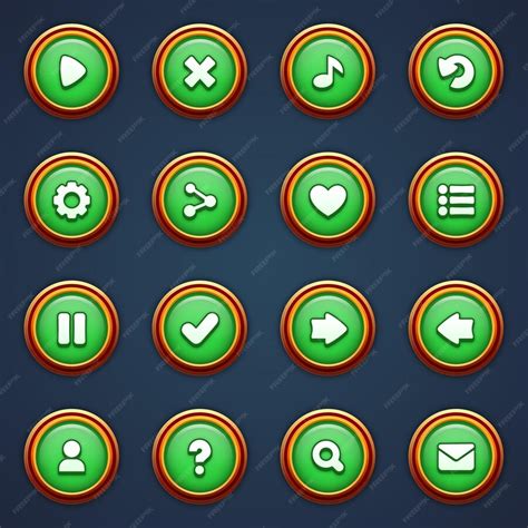 Premium Vector Game Ui Set Of Green Buttons In Cartoon Style Gui To Build 2d Games Cartoon