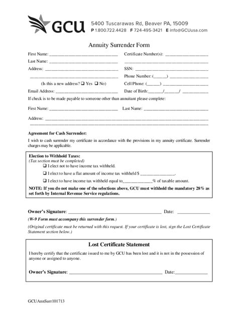 Fillable Online Annuity Formsnationwidecertificate Surrender Request Form Foresters