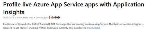 Application Insights Profiling In Net Core Does Not Work When Using Microsoft
