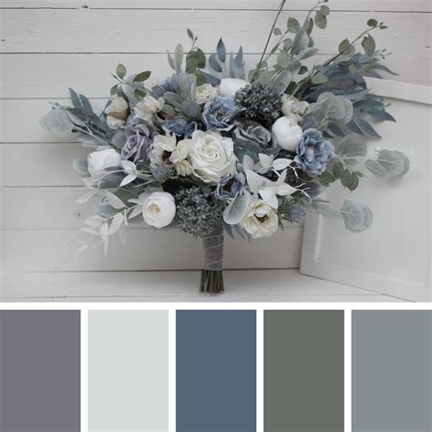 Dusty Blue Bridal Bouquet Peonies Blue Thistle Anemone Bouquet