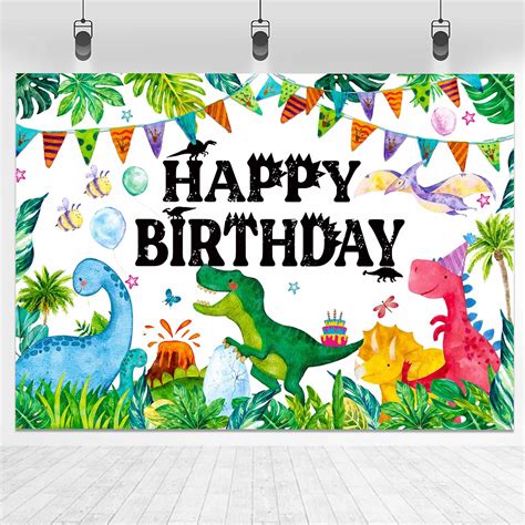 Watercolor Dinosaur Backdrop Dinosaur Birthday Party