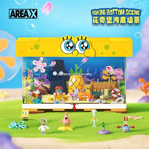 Area X Block Ab0082 Bikini Bottom Scene Spongebob Squarepants Series Decoration Building Brick