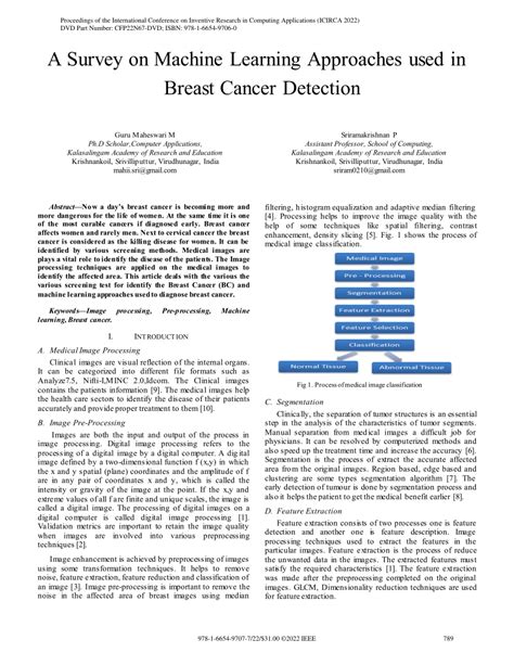 Pdf A Survey On Machine Learning Approaches Used In Breast Cancer