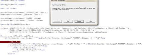 Solved Arguments Are Of Wrong Type Recordsetfind Error Experts
