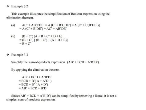 Boolean Algebra How Does The Elimination Theorem Work In These Cases Learnmath