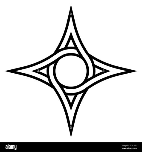 Geometric Logo Four Pointed Star With A Circle Inside Vector Symbol Of