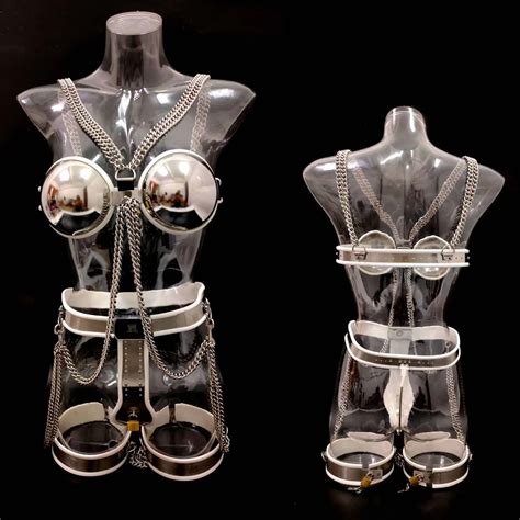 Supply New Stainless Steel Bra And T Shaped Female Chastity Belt Bdsm