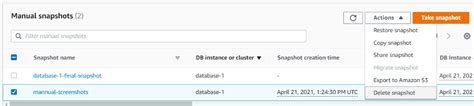Amazon Rds Deleting A Db Snapshot Geeksforgeeks