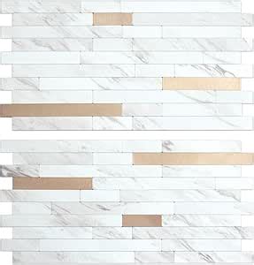 Auliget 20 Sheets Faux Stone White Marble Peel And Stick Backsplash