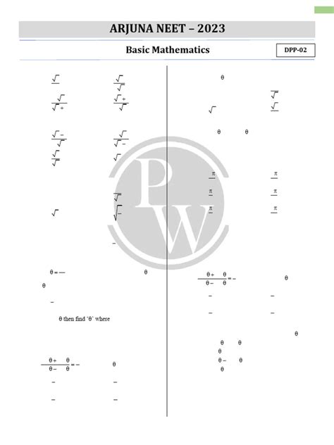 Basic Mathematics Dpp 02 Of Lecture 03 Dpp 02 Basic Mathematics Pdf