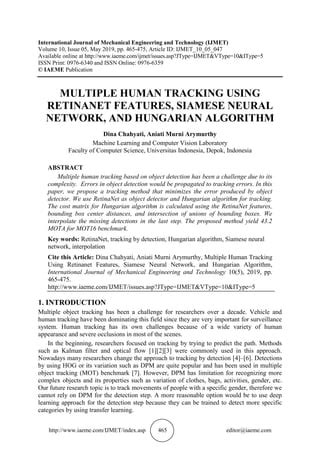 MULTIPLE HUMAN TRACKING USING RETINANET FEATURES SIAMESE NEURAL