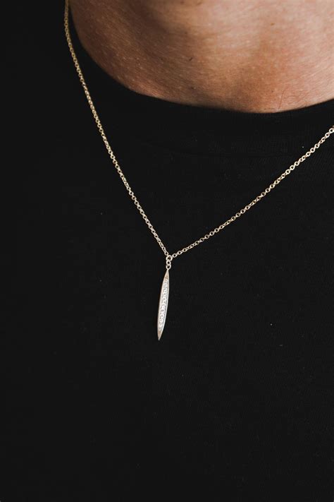 Mens 14k Yellow Gold Diamond Pendant Diamond Necklace For Him By
