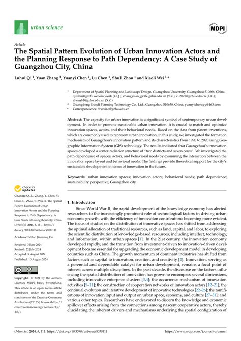 Pdf The Spatial Pattern Evolution Of Urban Innovation Actors And The Planning Response To Path