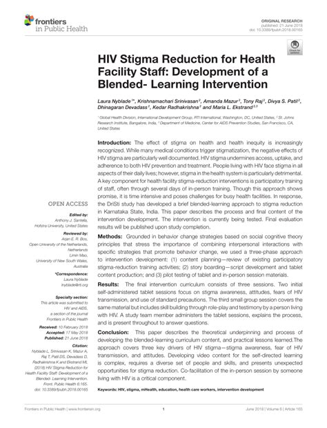 Pdf Hiv Stigma Reduction For Health Facility Staff Development Of A Blended Learning