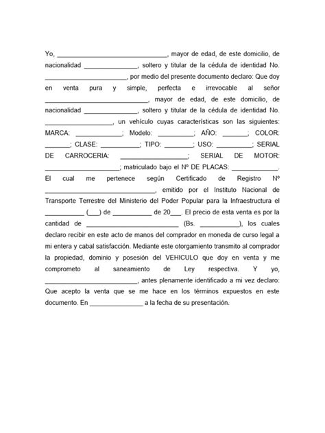 Compra Venta De VehÍculos Word Descargar Gratis Pdf Documento De