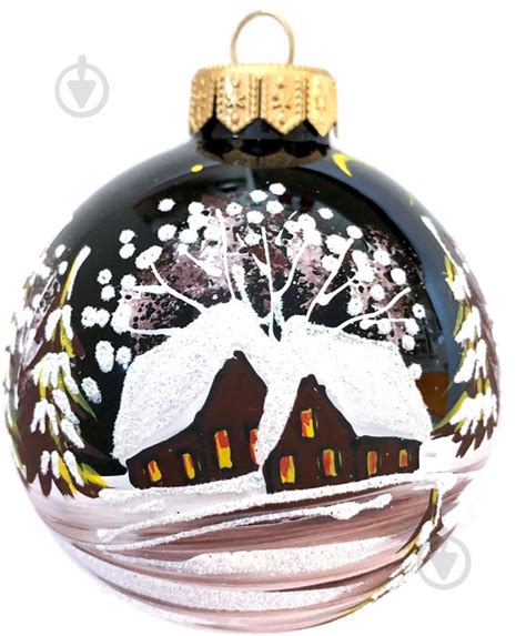 ᐉ Куля новорічна Юріта пейзаж Темна ніч D 80 мм баклажановий A80404m • Краща ціна в Києві