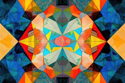 A Symmetrical And Colorful Geometric Pattern Made Of Angular Shapes Aig51a Stock Image Image