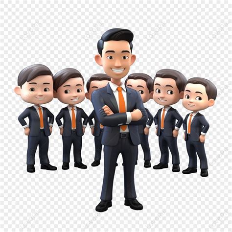 사업가 및 회사 직원 캐릭터 3d 캐릭터 일러스트 포즈신사복팀 리더 Png 일러스트 무료 다운로드 Lovepik