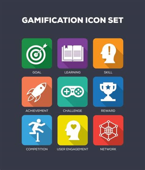 Gamification Icon Set Illustrations Royalty Free Vector Graphics