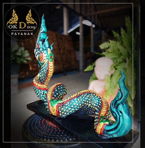 พญานาคพ่นน้ำ พญานาคสีเขียว รูปปั้นพญานาครูปปั้นพญานาค เสริมบารมี โชคลาภ ร่ำรวย Others A 30 สูง