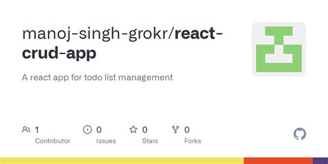 GitHub Manoj Singh Grokr React Crud App A React App For Todo List Management
