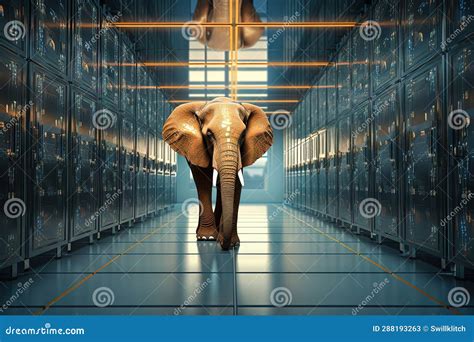 Elephant In The Server Room Concept Of The Big Data And Digital