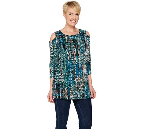 Attitudes By Renee 34 Sleeve Cold Shoulder Knit Tunic