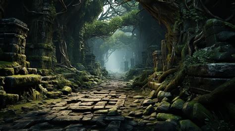 Premium Photo Stylized Stone Pathway 52 Aspect Ratio 169 Roadway