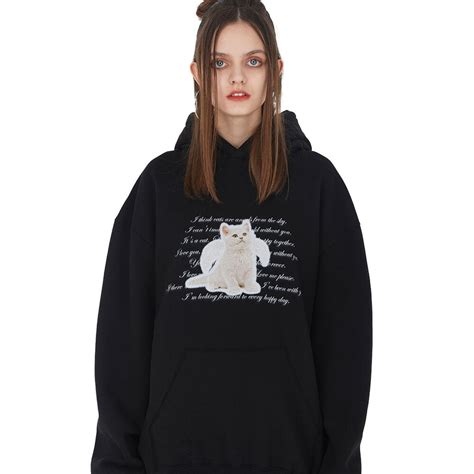 Nihd004 1 앤젤캣 후드 블랙 Non 기모 감도 깊은 취향 셀렉트샵 29cm