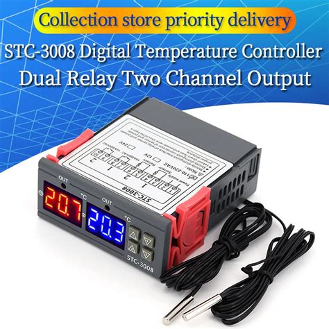Stc 3008 Dual Digital Temperature Controller Two Relay Output 12v 24v 220v Thermoregulator