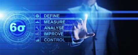 Six Sigma Lean Manufacturing Quality Control And Industrial Process Improving Concept Stock