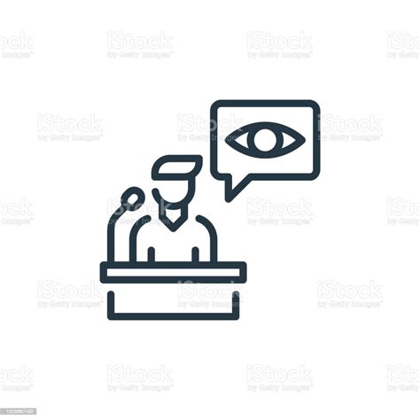 법과 정의 개념에서 목격자 아이콘 벡터 목격자 편집 가능한 뇌졸중의 얇은 선 그림 웹 및 모바일 앱 로고 인쇄 미디어에 사용하기 위한 목격자 선형 기호 눈 신체 부분에 대한