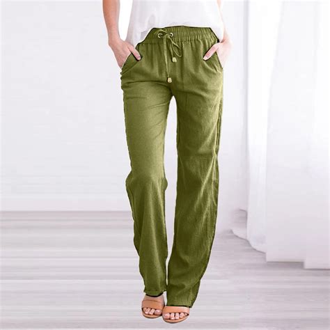 Bronze Womens Casual Loose Pants And Straight Solid Elastic Pants Long