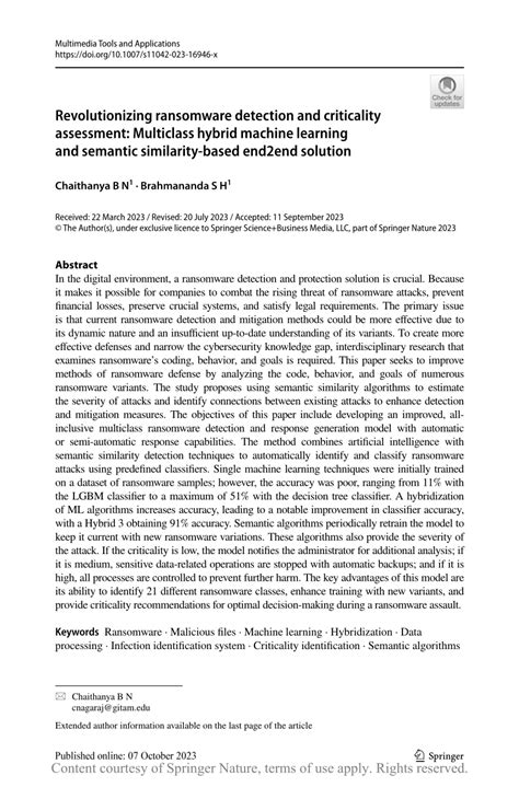 Revolutionizing Ransomware Detection And Criticality Assessment Multiclass Hybrid Machine