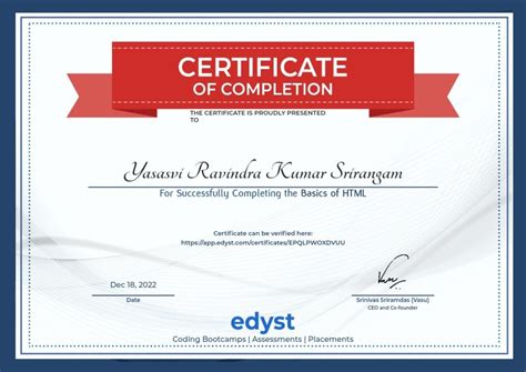 ravindra srirangam on linkedin html5 html certification edyst project