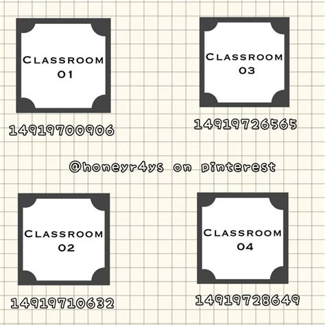 Classroom Number Decals Bloxburg